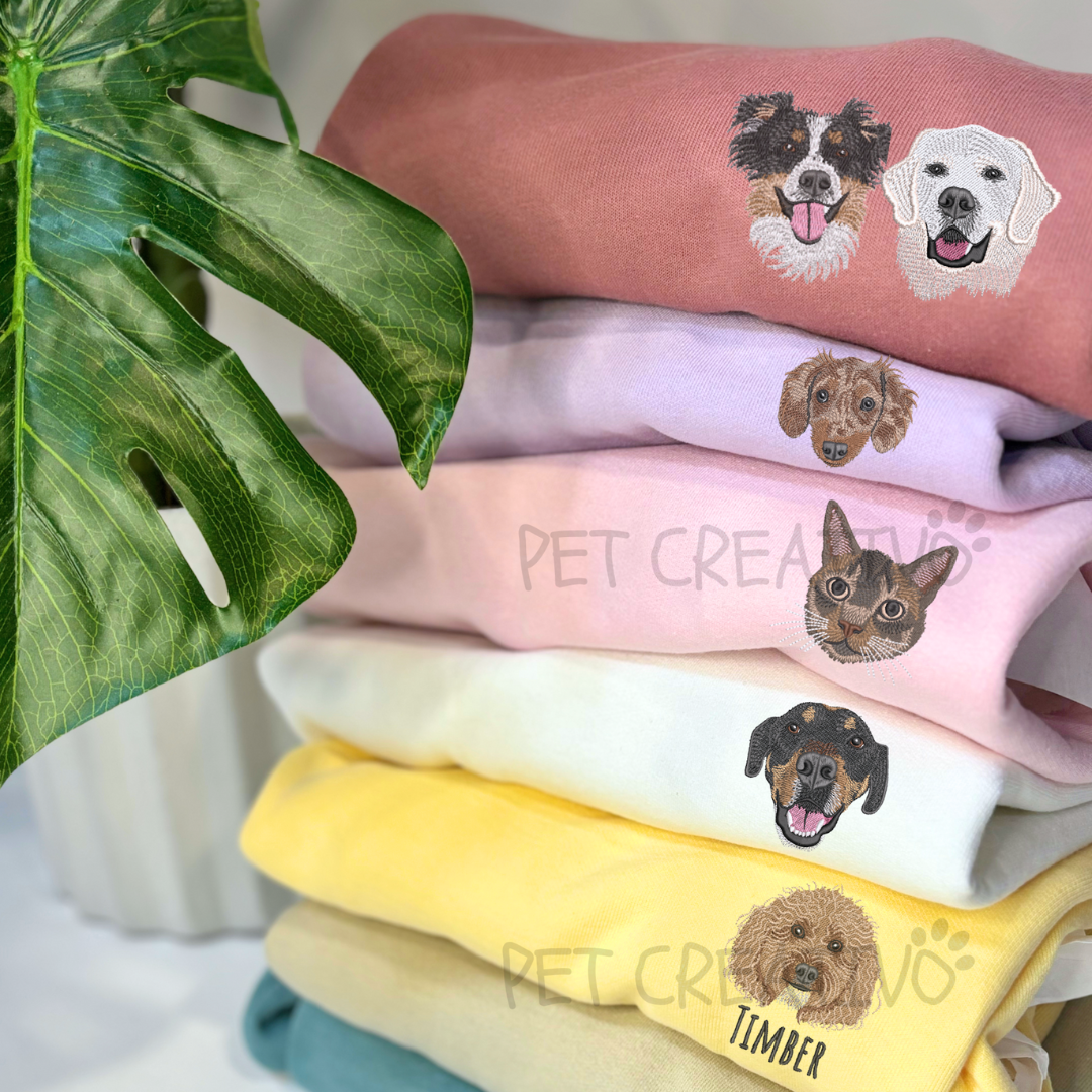 Custom Embroidered Pet Portrait Sweatshirt (Bella Canvas), Unisex – Pet ...