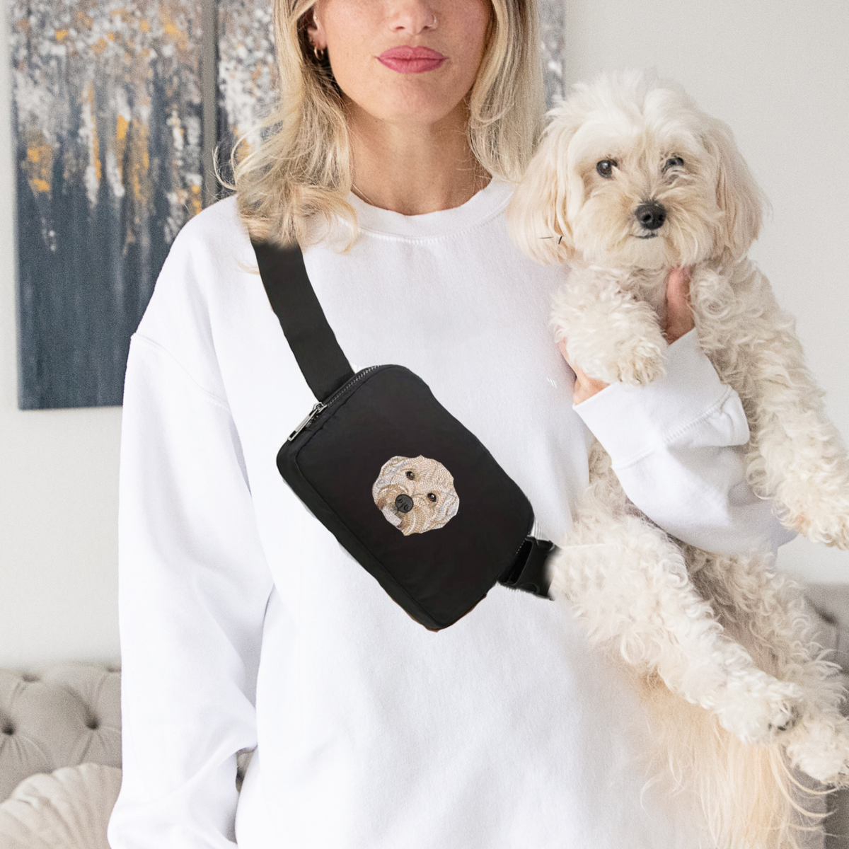 Custom Embroidered Pet Portrait Belt Bag – Pet Creativo