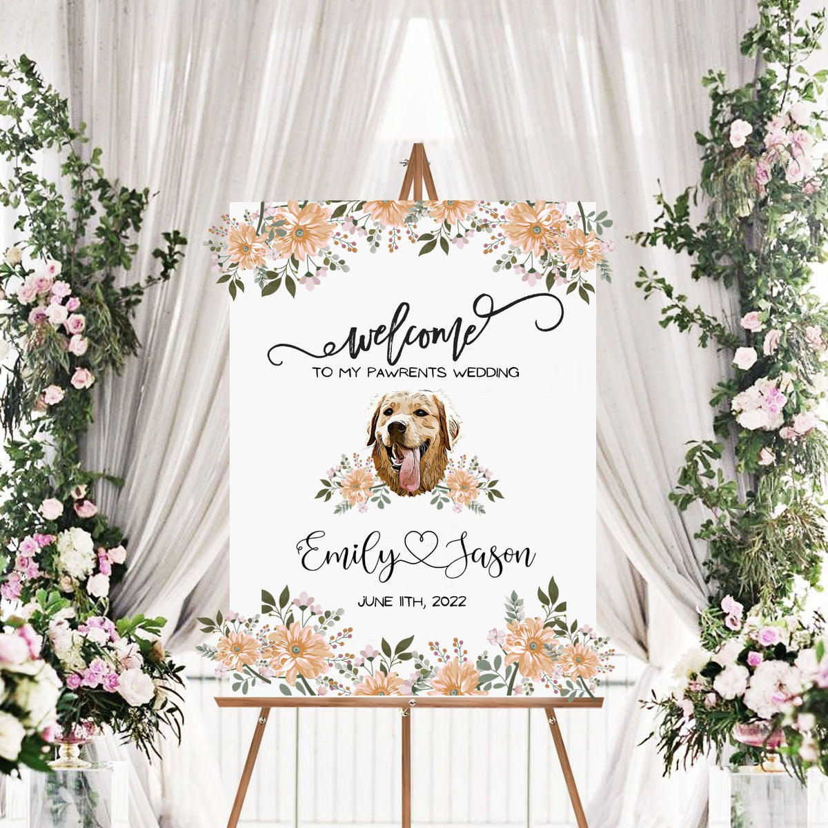Custom Pet Wedding Welcome Sign- Digital Download – Pet Creativo